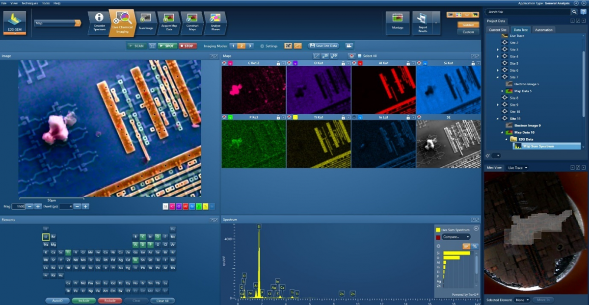 IC inspection using AZtecLive - Nanoanalysis - Oxford Instruments